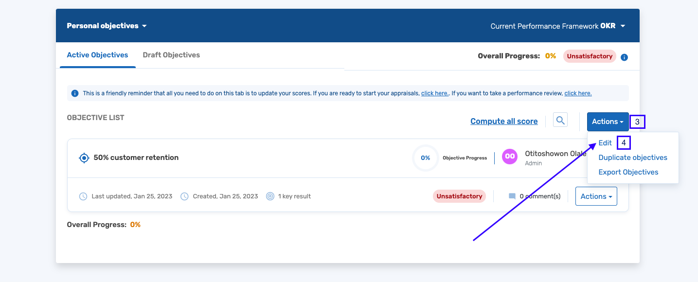 How An Employee can Edit An Approved Objective